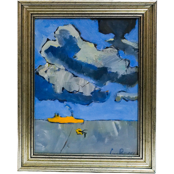 Yellow Ship At Sea Oil Painting - Painted Swan